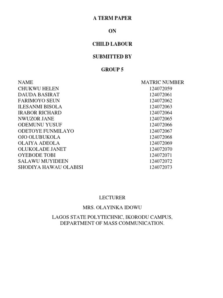 Child Labour Report | PDF | Child Labour | Hiv/Aids