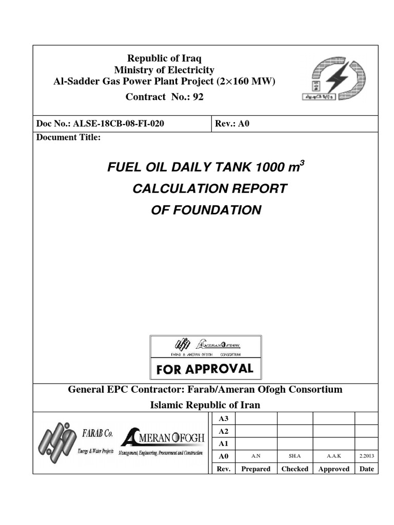 Steel Tank Design Report Calculation Sheet | PDF