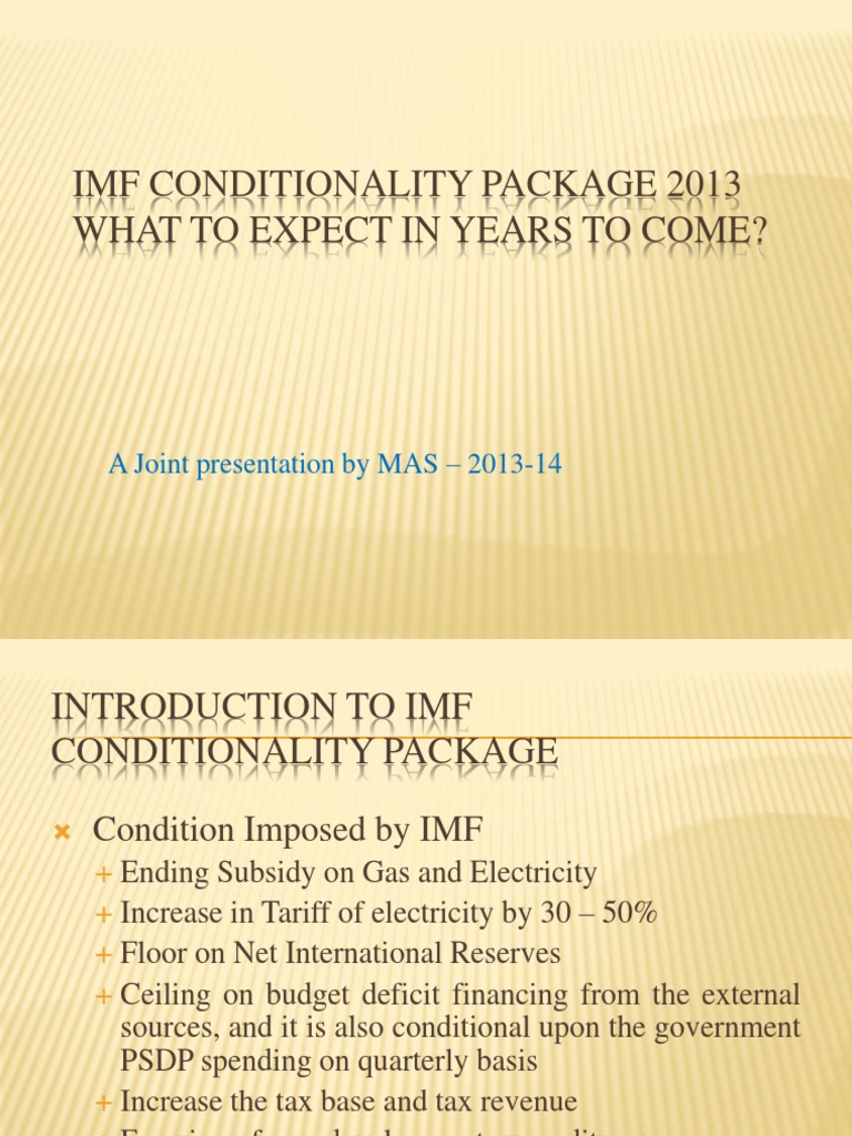 IMF Conditionality Package 2013 | PDF | International Monetary Fund ...