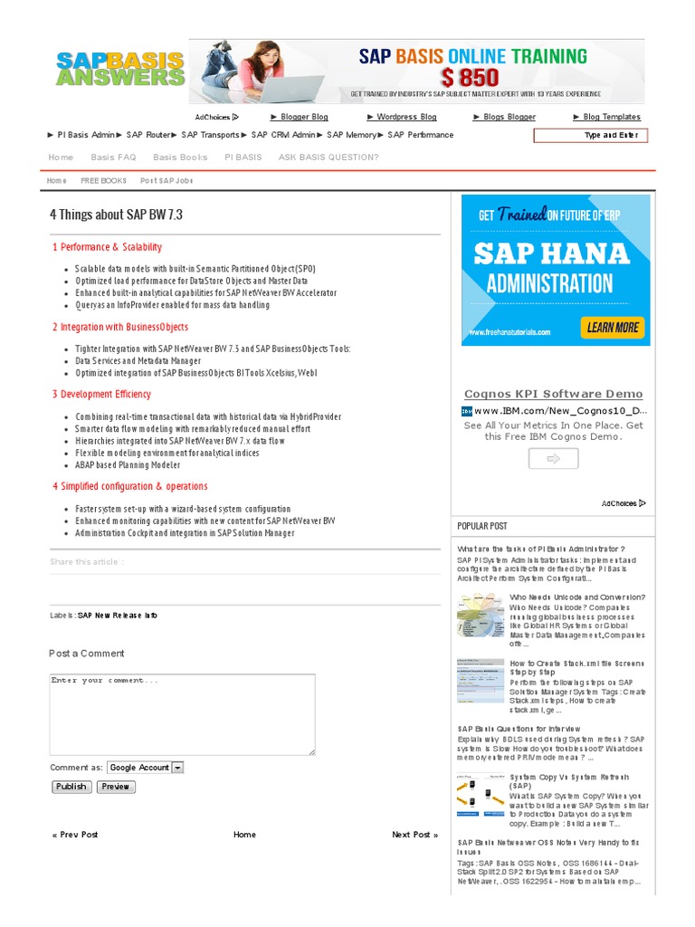 4 Things About SAP BW 7.3: 1 Performance & Scalability | PDF | Sap Se | Areas Of Computer Science