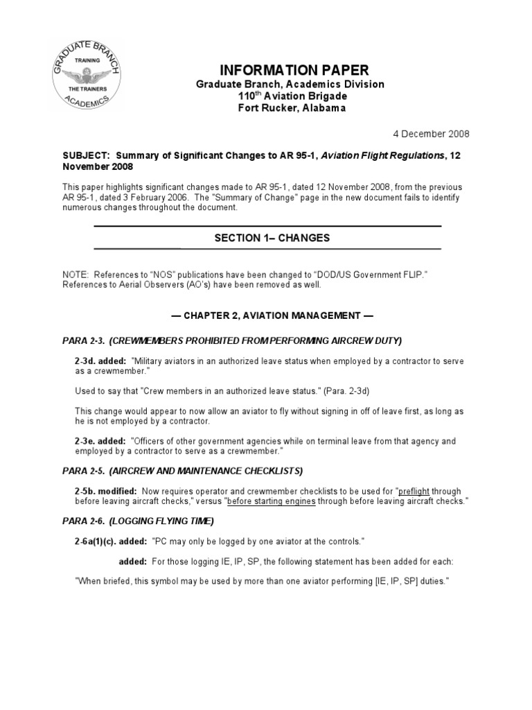 AR 95-1 4 Dec 08 Information Paper | PDF | Instrument Flight Rules ...