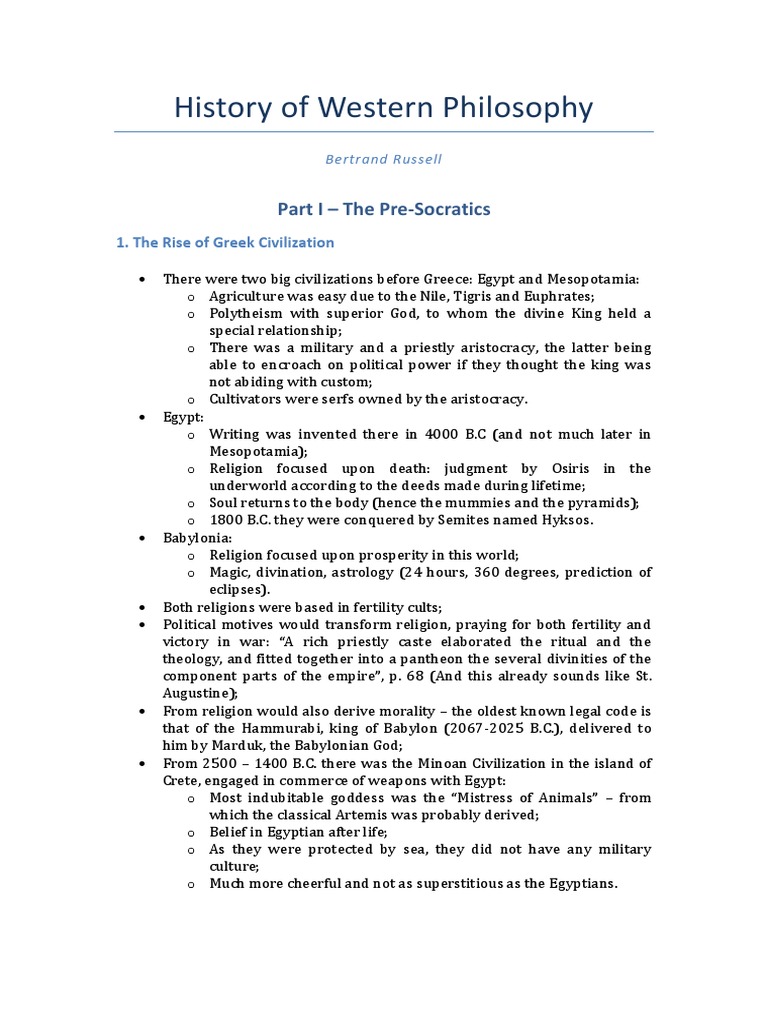 History of Western Philosophy | PDF | Dionysus | Ancient Greece