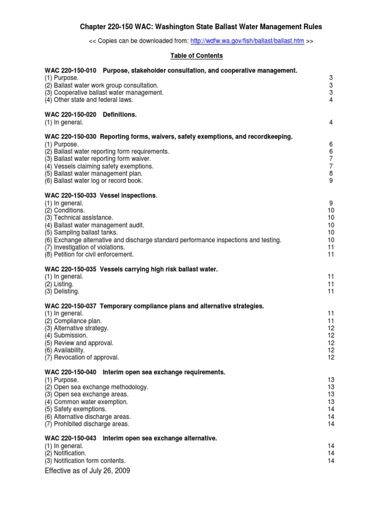 Chapter 220-150 WAC: Washington State Ballast Water Management Rules ...