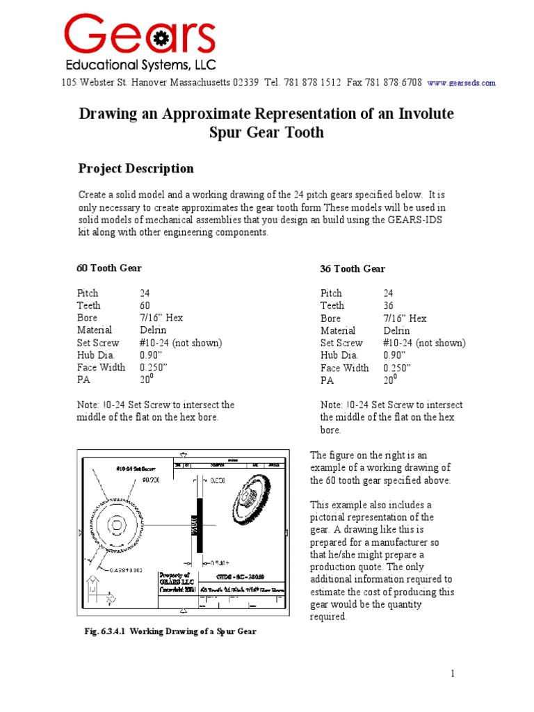Drawing An Approximate Representation of An Involute Spur Gear Tooth ...