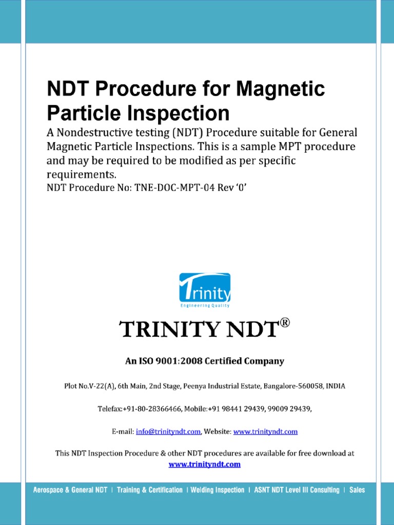 Magnetic Particle Test Inspection Free NDT Sample Procedures - PDF ...