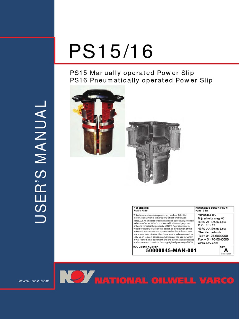 NOV Manually Operated Power Slip | PDF | Drilling Rig | Valve