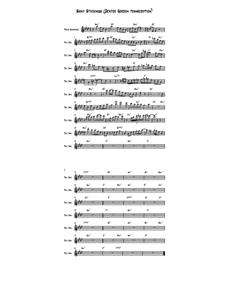 Shiny Stockings (Dexter Gordon Transcription) | PDF | Échecs ...