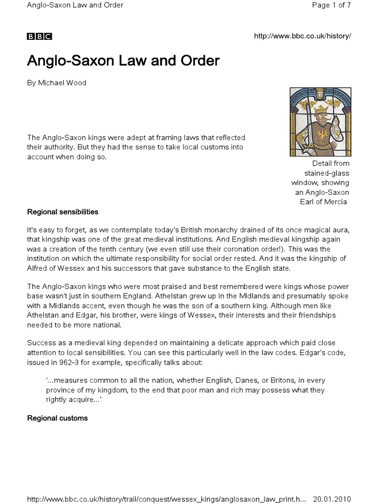 Anglo-Saxon Law and Order | PDF | Anglo Saxons | Pound Sterling