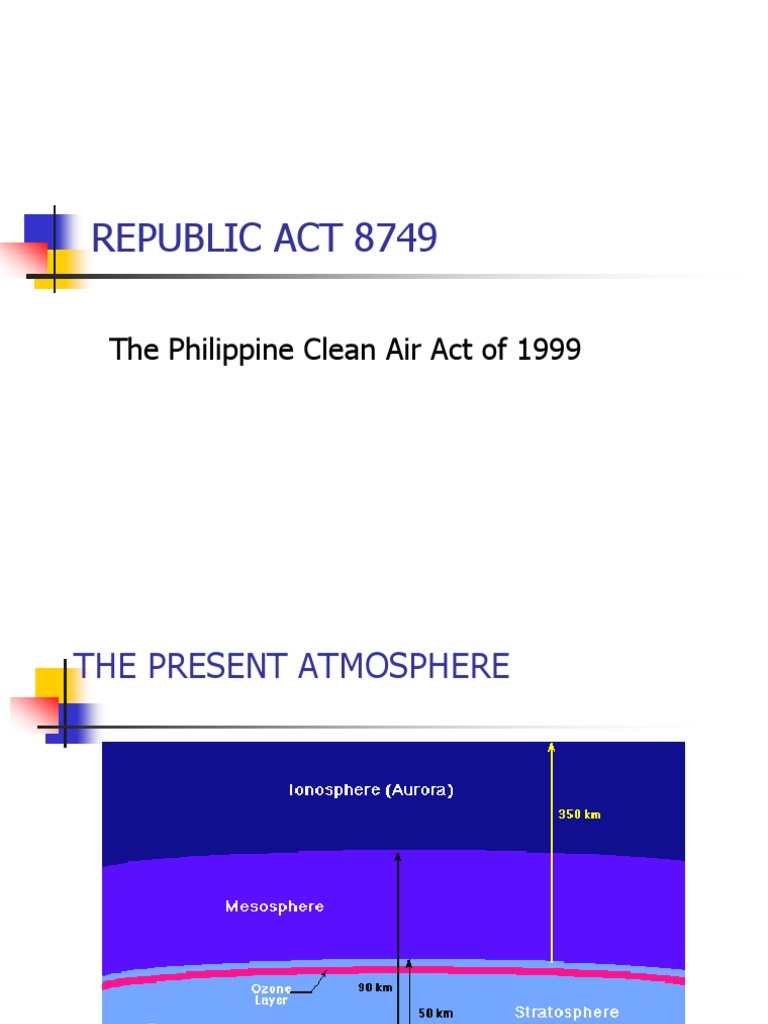 Republic Act 8749: The Philippine Clean Air Act of 1999 | PDF | Oxygen ...