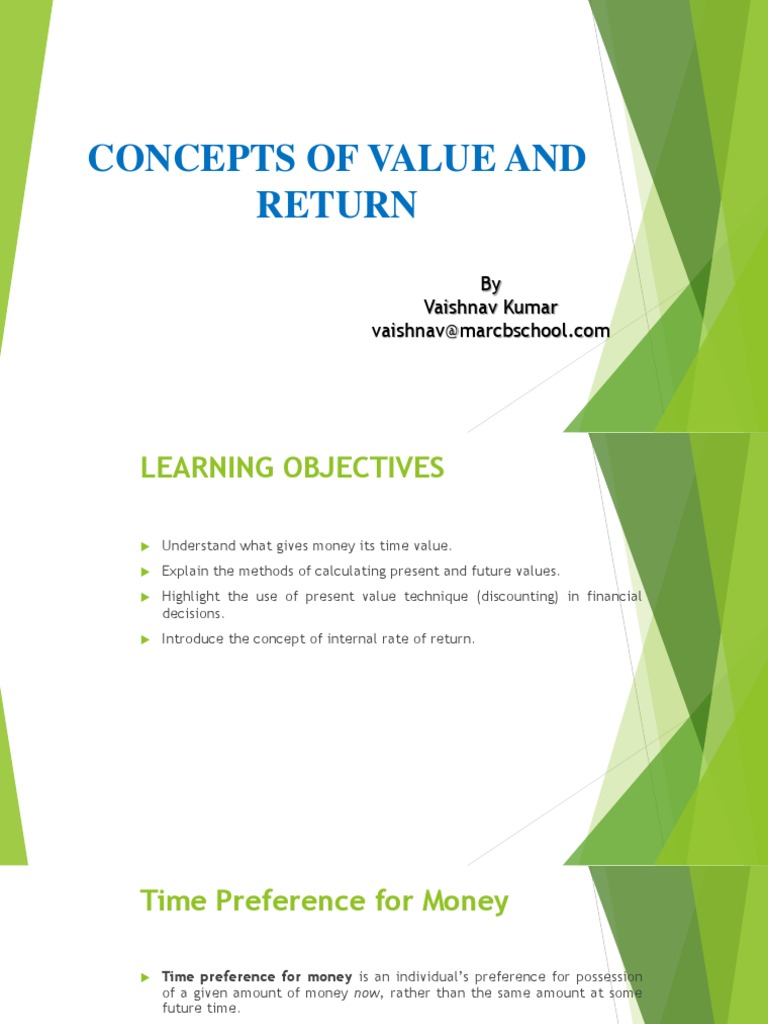 Concepts of Value and Return | PDF | Present Value | Discounting