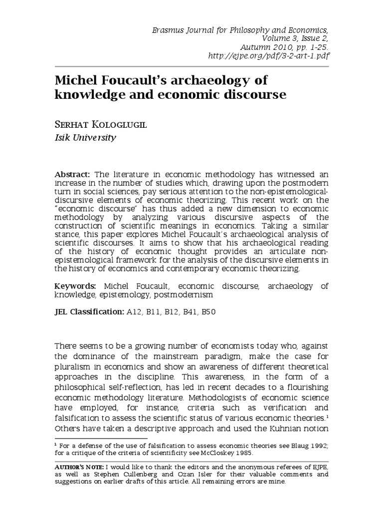Michel Foucault's Archaeological Framework for Analyzing the Discursive ...