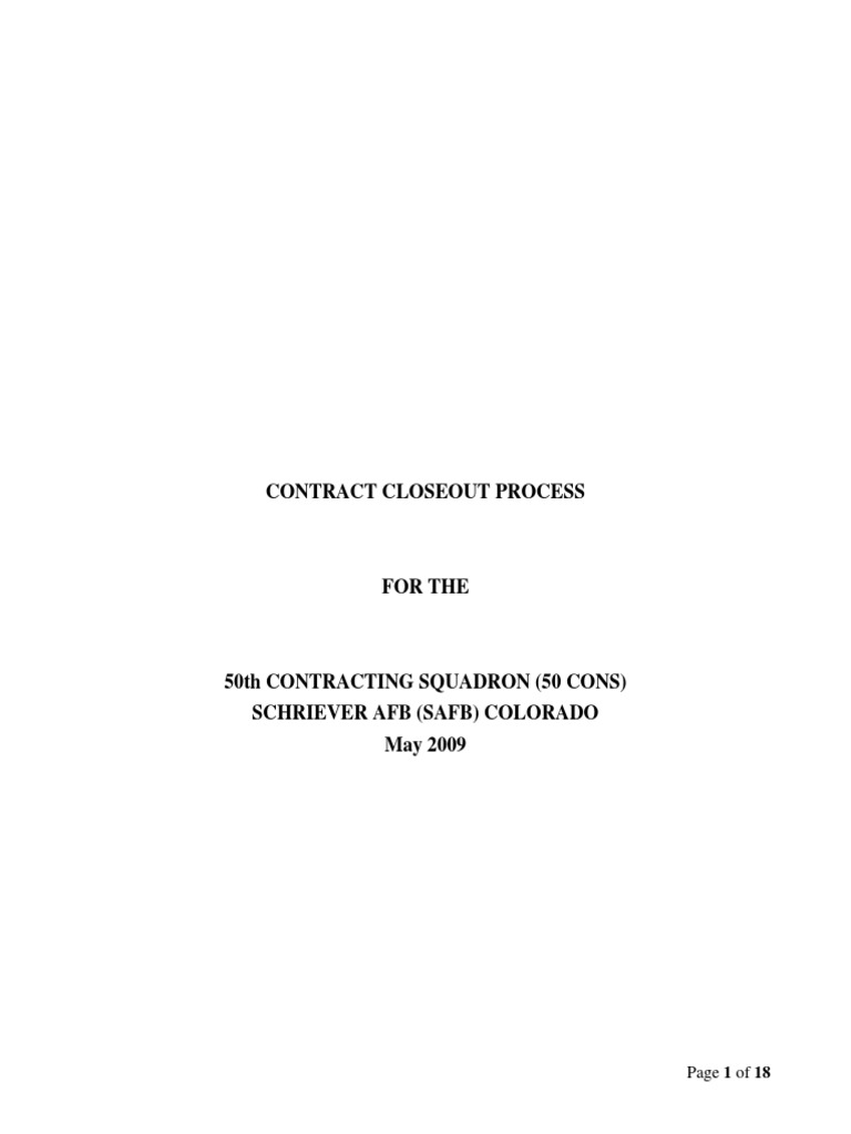Contract Closeout Procedures Guide | PDF | Bankruptcy | Bankruptcy In ...