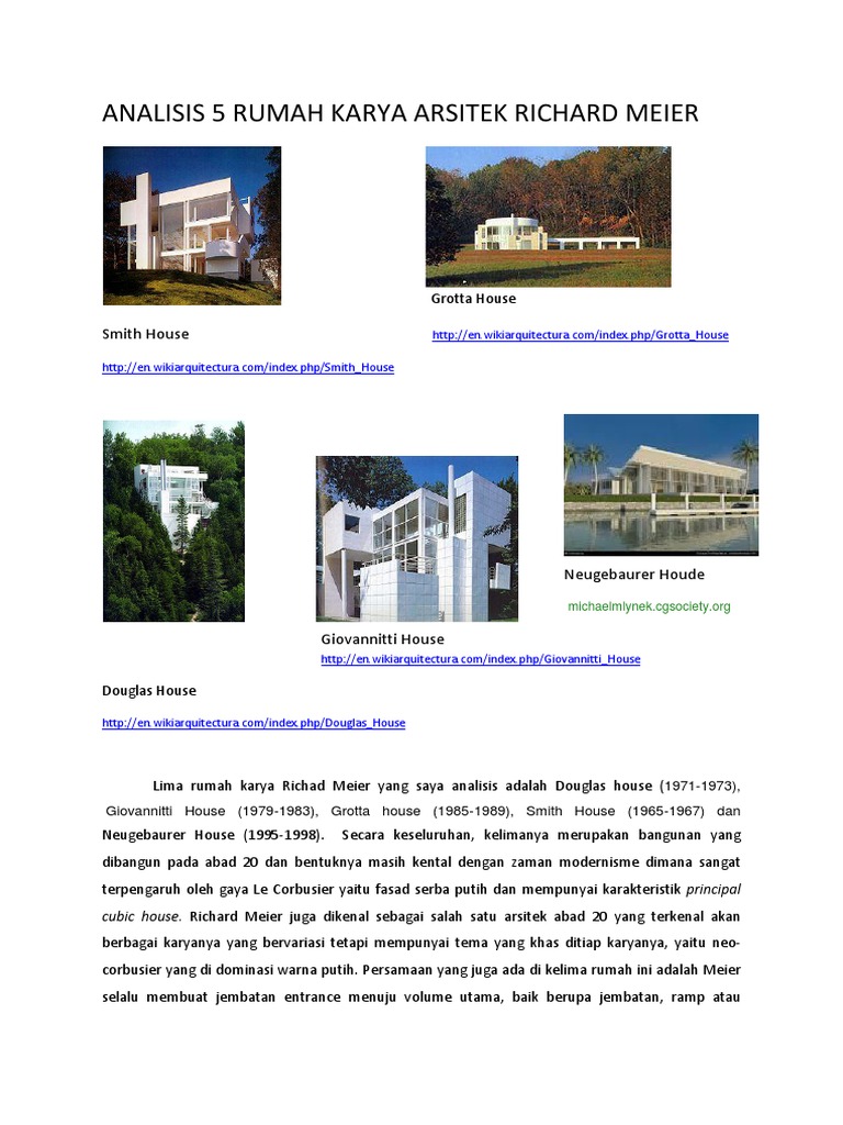 Analisis 5 Rumah Karya Arsitek Richard Meier | PDF
