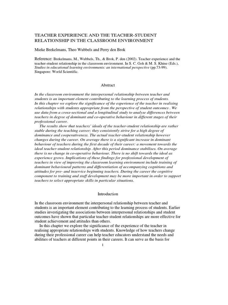 2002 Brekelmans Wubbels Den Brok-Libre | PDF | Interpersonal ...