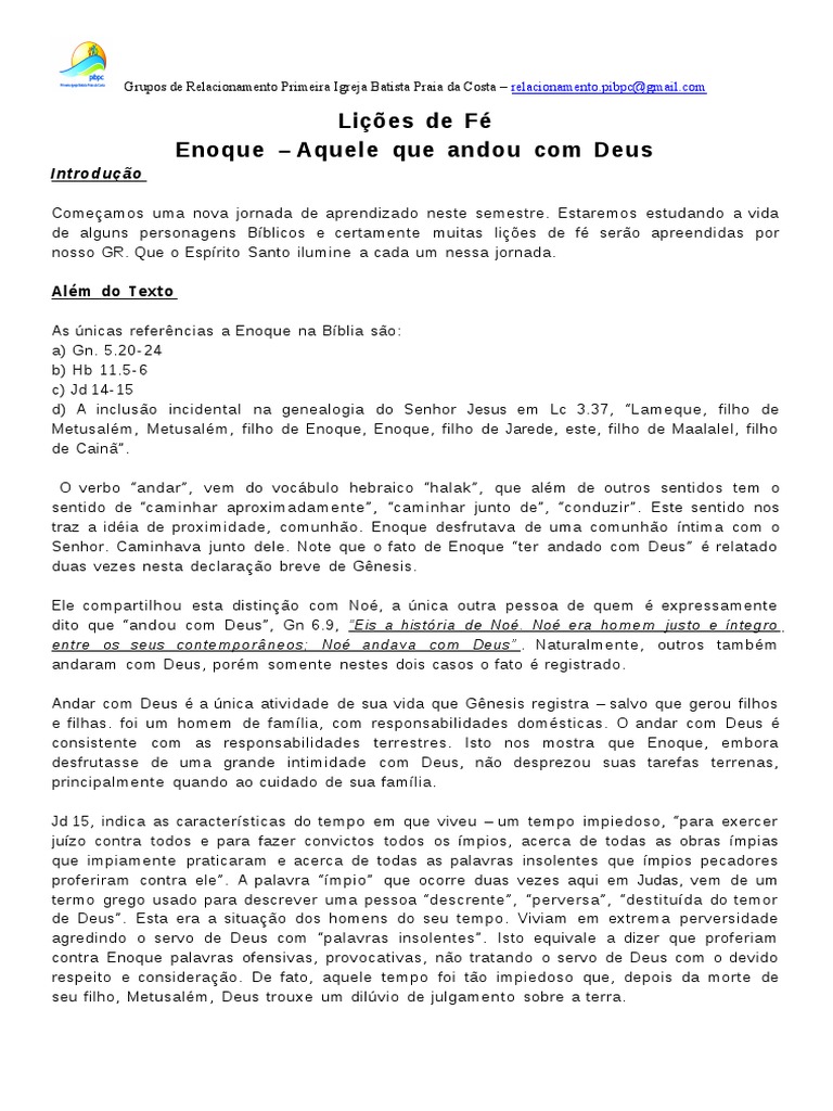 Enoque: Fé e Comunhão com Deus | PDF | Enoque (ancestral de Noé) | Noé