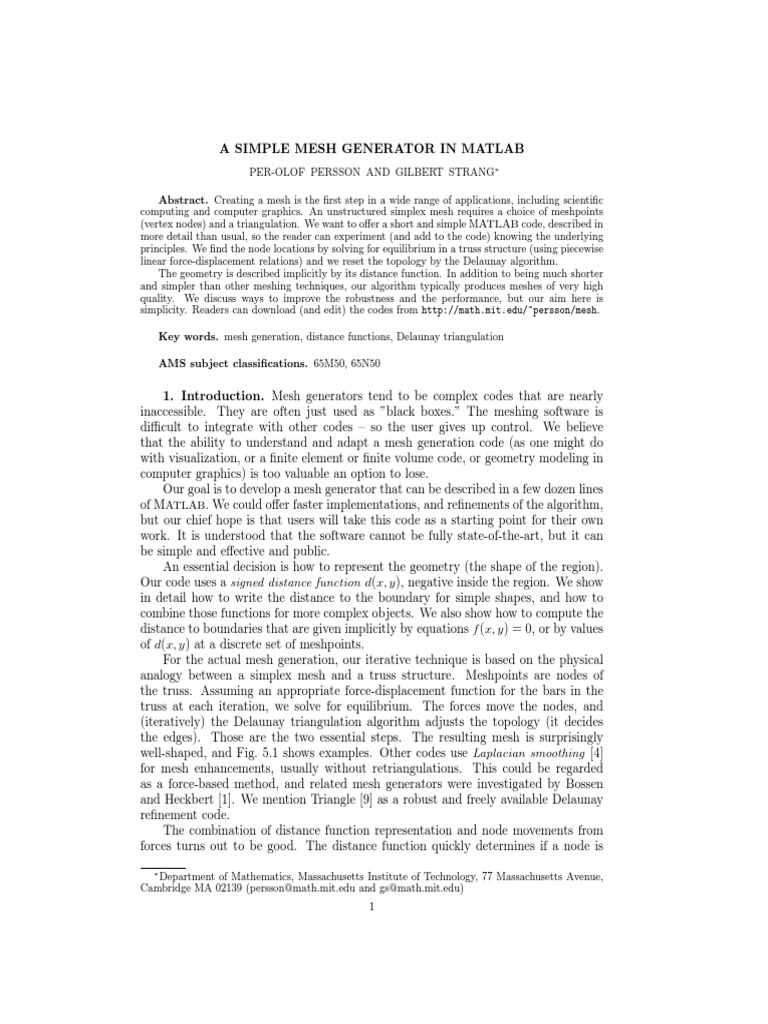 A Simple and Effective MATLAB Code for Generating Unstructured Meshes Using Distance Functions ...