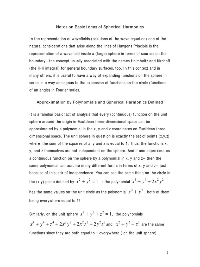 Spherical Harmonics Tutorial | PDF | Trigonometric Functions | Sphere