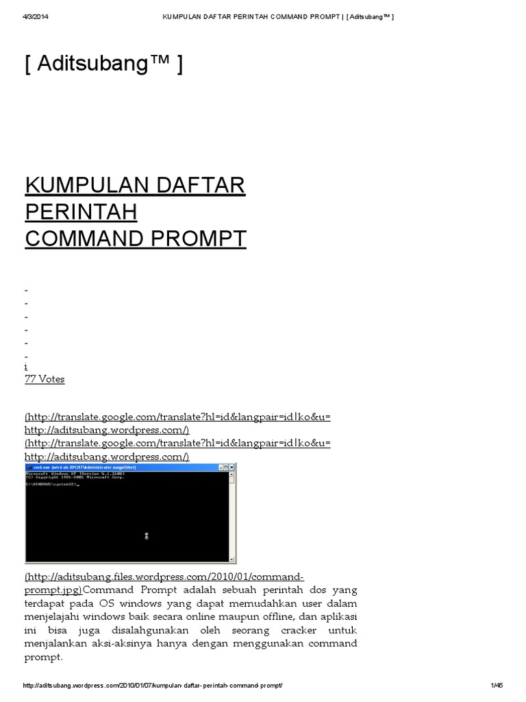 Kumpulan Daftar Perintah Command Prompt | PDF