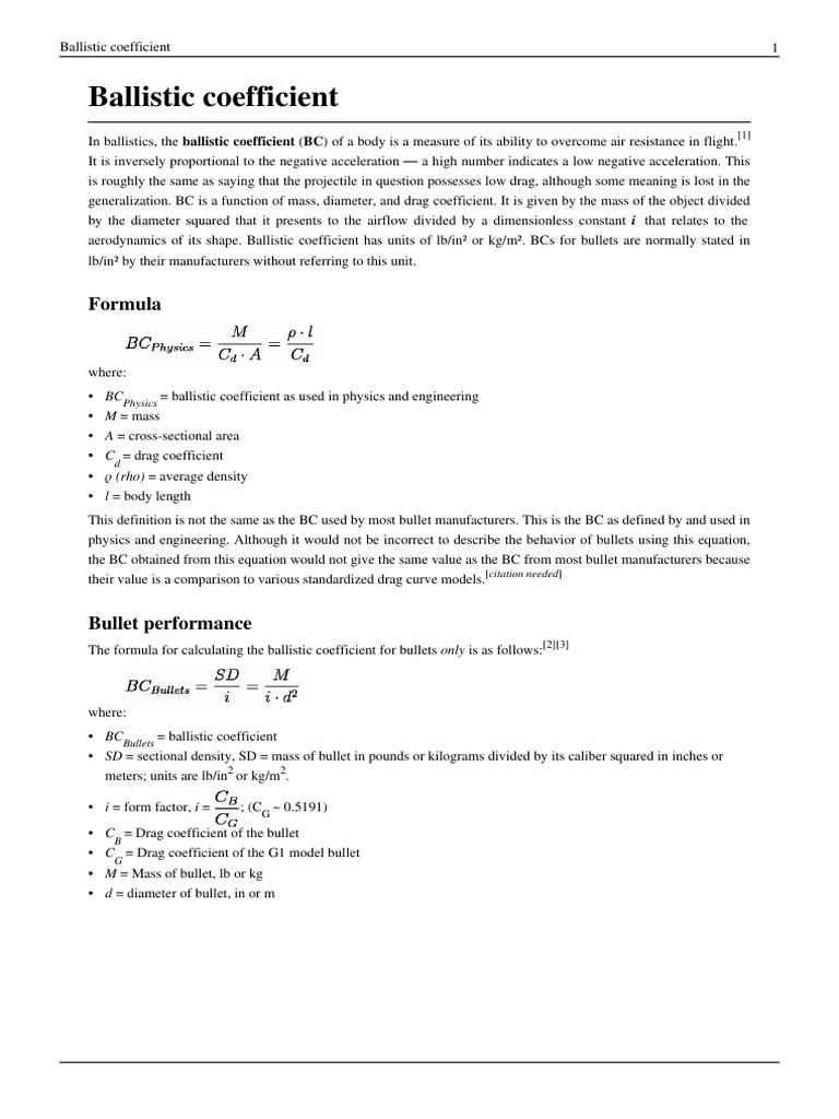 Ballistic Coefficient Download Free Pdf Projectiles Firearms