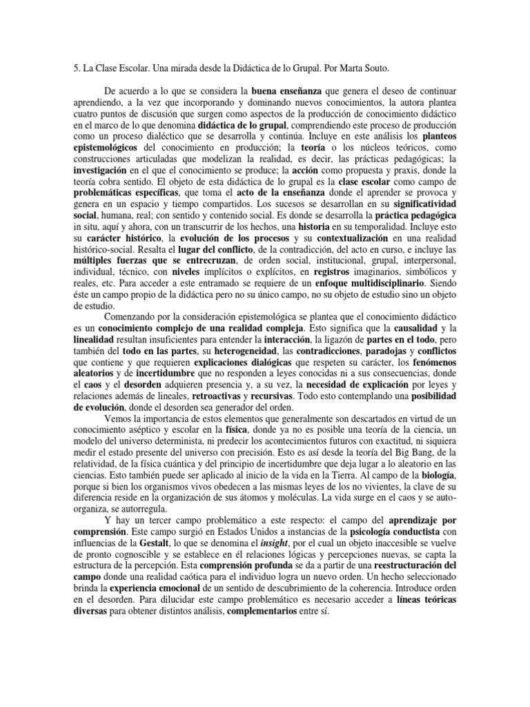 La Clase Escolar: Didáctica Grupal de Souto | PDF | Aleatoriedad ...