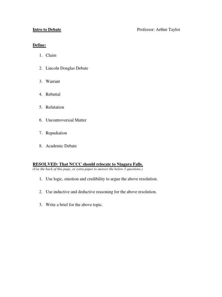 Introduction to Debate Concepts and Techniques | PDF | Career & Growth ...