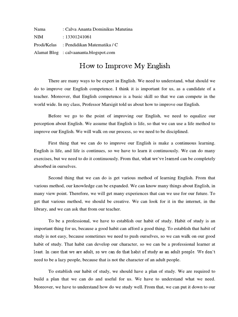 How To Improve My English | PDF | Motivation | Motivational