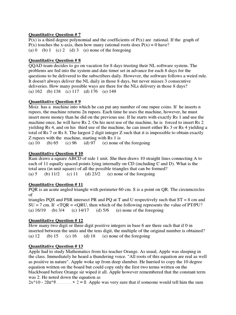 Quantitative Question | PDF | Triangle | Equations