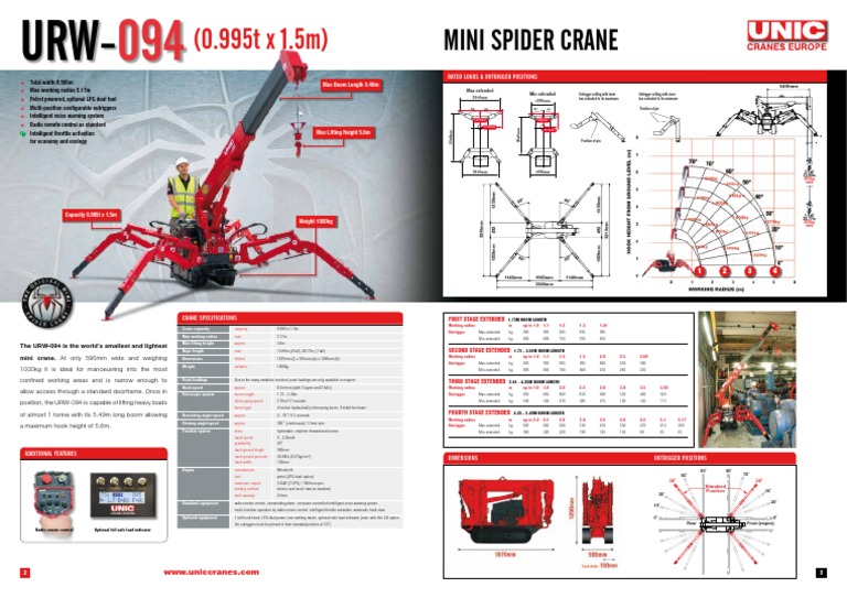 Mini Spider Crane: Rated Loads & Outrigger Positions