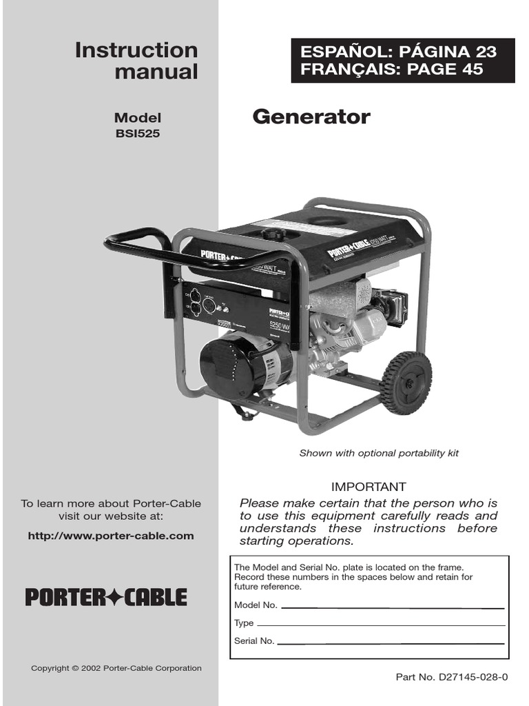 Instruction Manual Generator: Model | PDF | Electric Power | Home Appliance