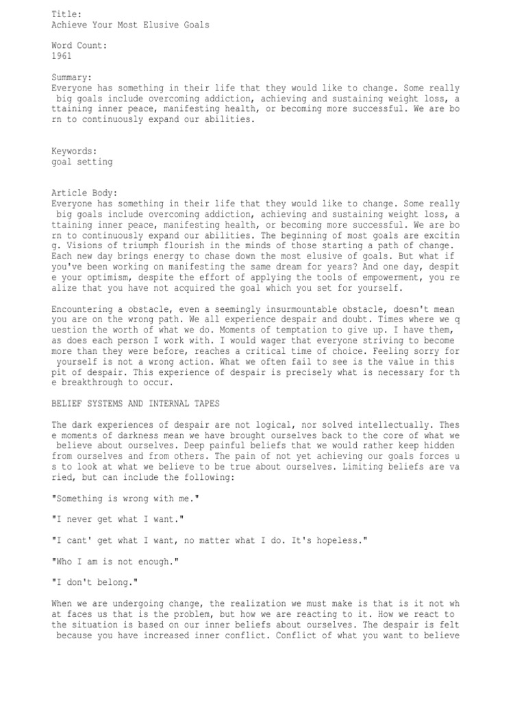 Achieve Your Most Elusive Goals | PDF | Faith | Anger