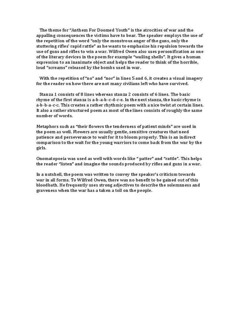 Anthem For Doomed Youth | PDF