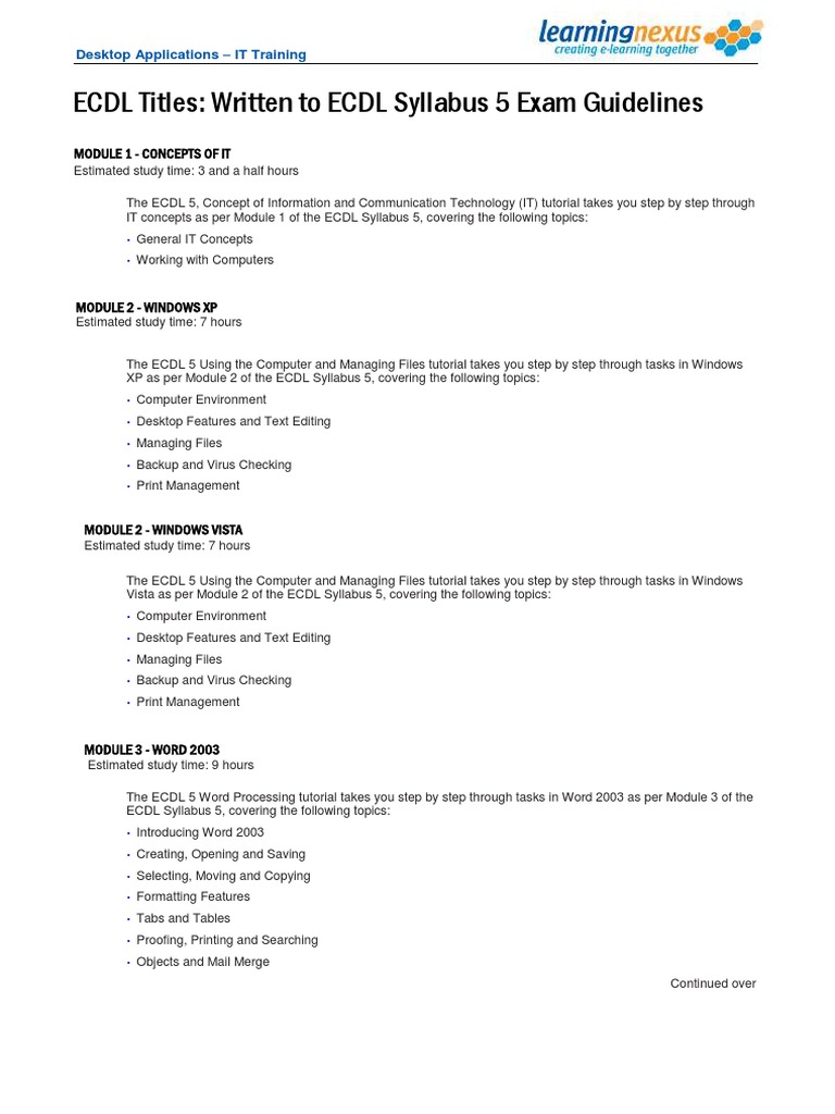 ECDL Written To ECDL Syllabus 5 E 1293109550 | PDF | Desktop ...