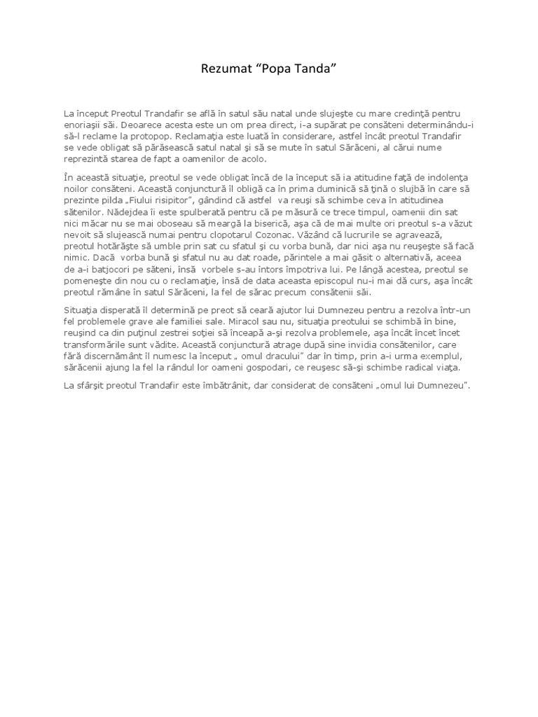 Rezumat Popa Tanda