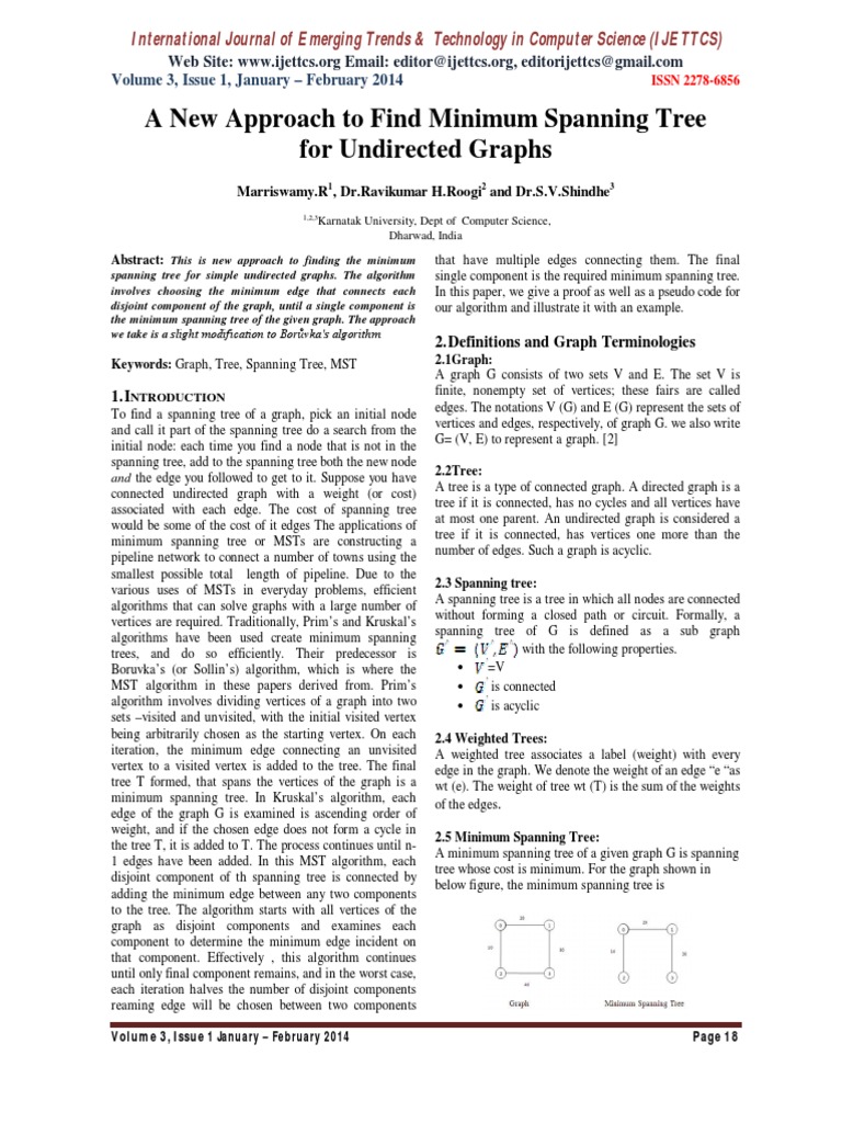 A New Approach To Find Minimum Spanning Tree For Undirected Graphs ...
