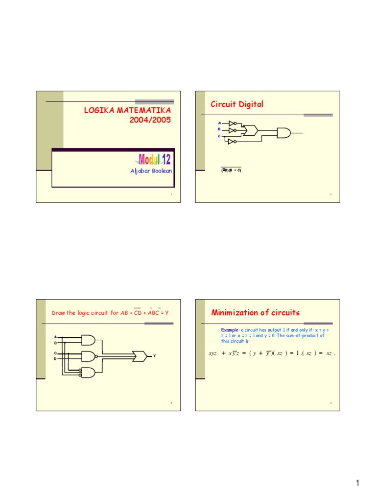 Digital Logic and Circuit Minimization | PDF | Boolean Algebra | Teaching Mathematics