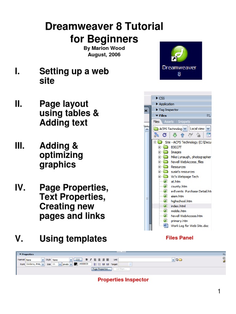 Dreamweaver 8 Tutorial for Beginners Guide | PDF | Websites | Page Layout