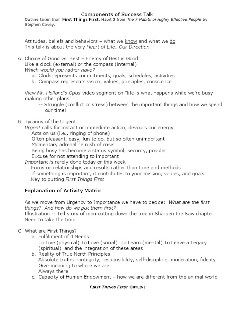 Prioritizing Your Goals and Values: An Outline of the Importance of ...