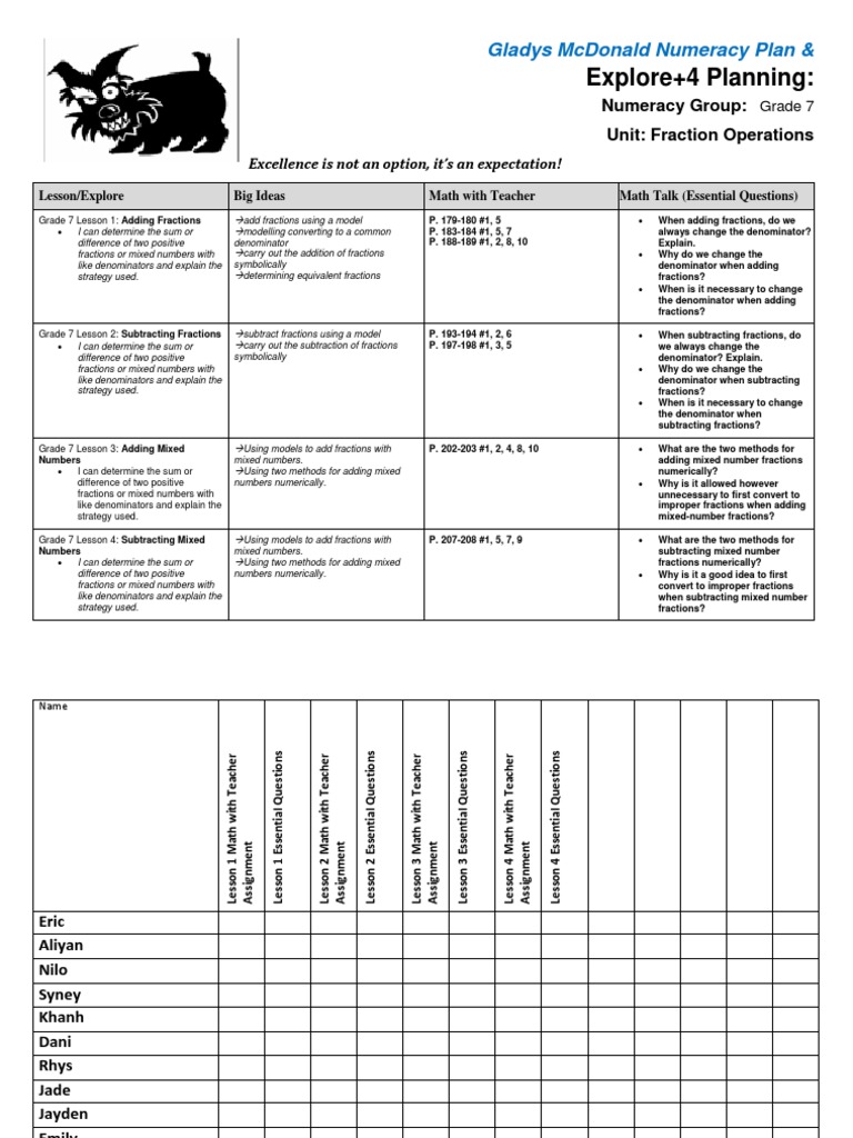 Grade 7 Unit 5 Student Page | PDF | Fraction (Mathematics) | Subtraction