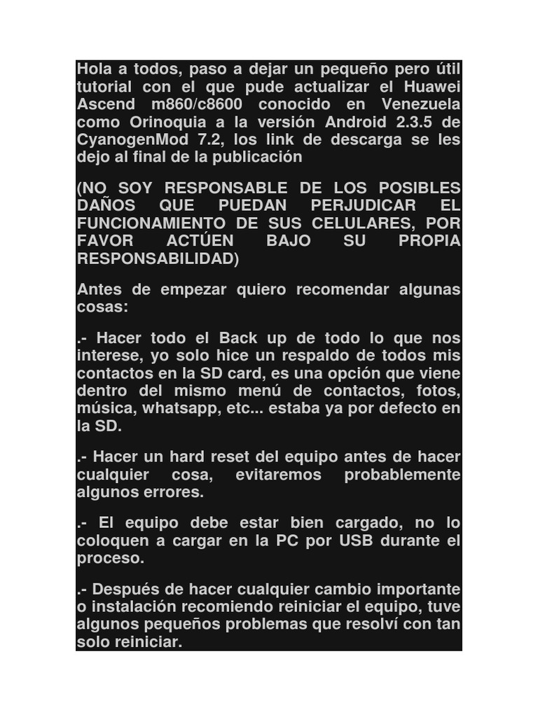 Actualización Huawei Ascend M860 Orinoquia | PDF | Memoria de sólo ...