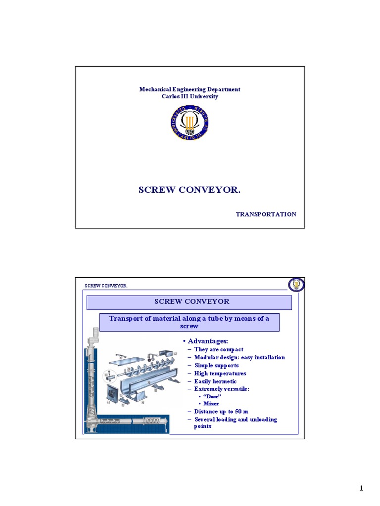 Screw Conveyor Design and Calculations | PDF