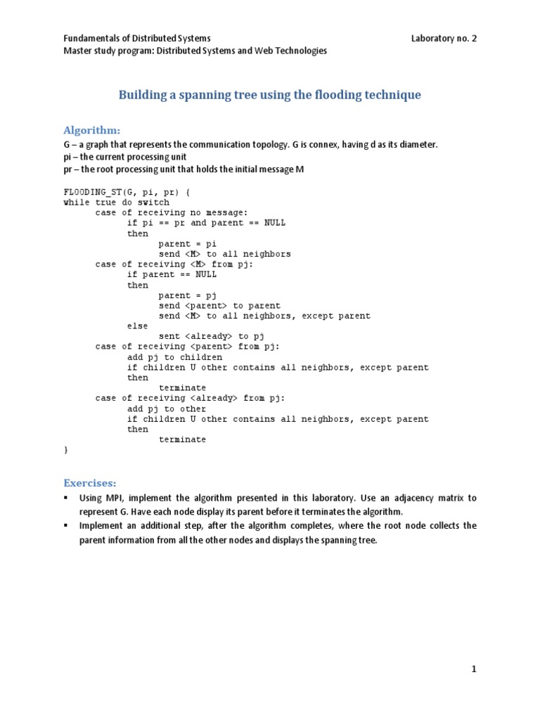Spanning Tree via Flooding Algorithm | PDF