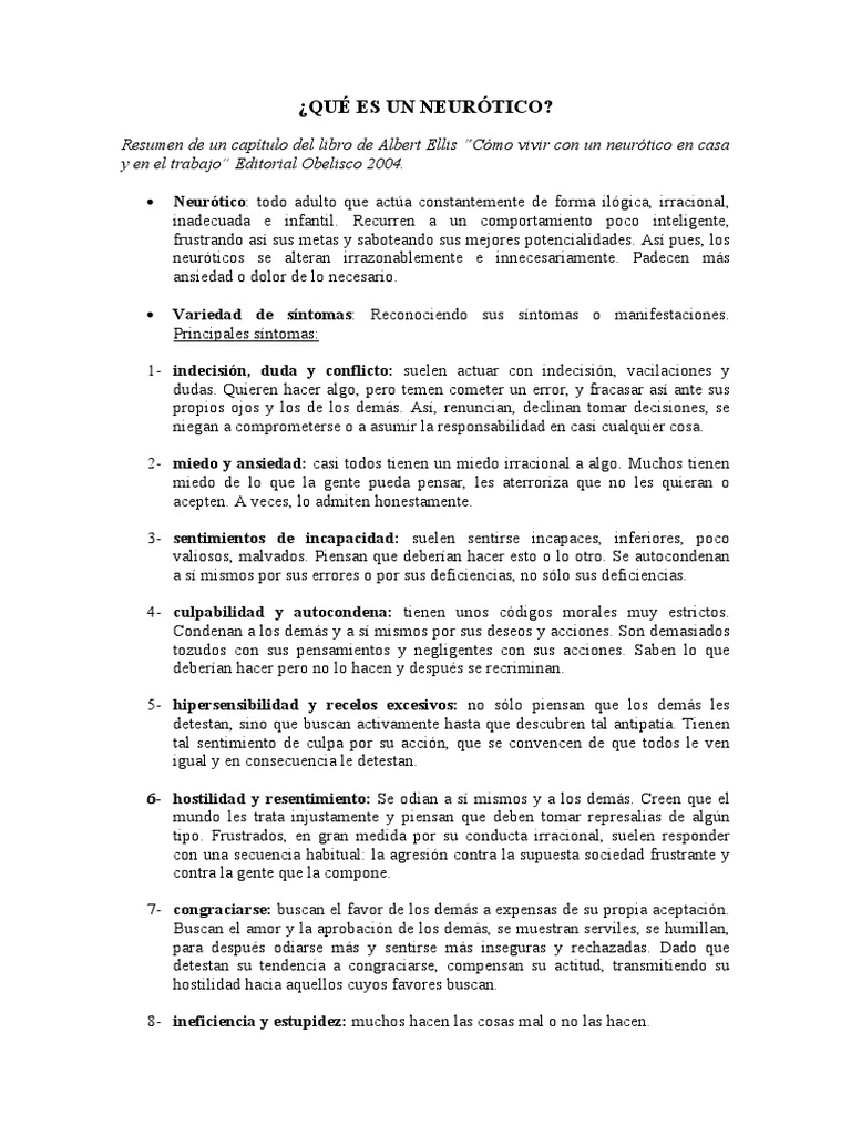 Como Vivir Con Un Neurotico | PDF | Psicosis | Neurosis