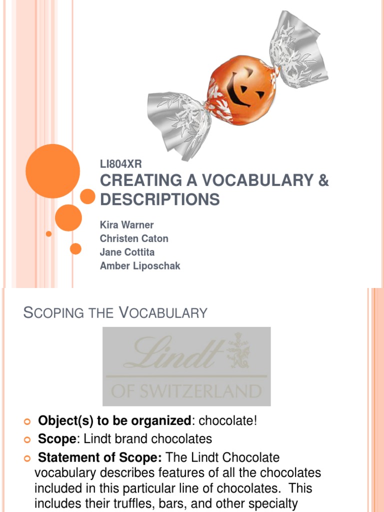 Lindt Chocolate Vocabulary Guide | PDF