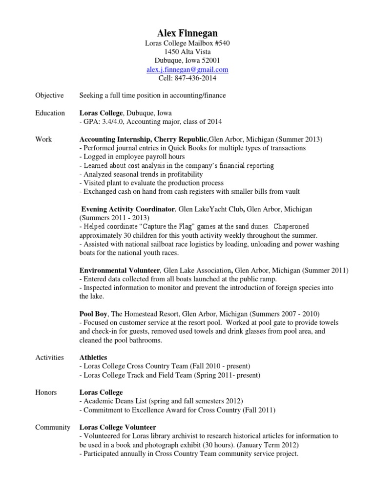 Aspiring Accountant's Resume | PDF | Wellness