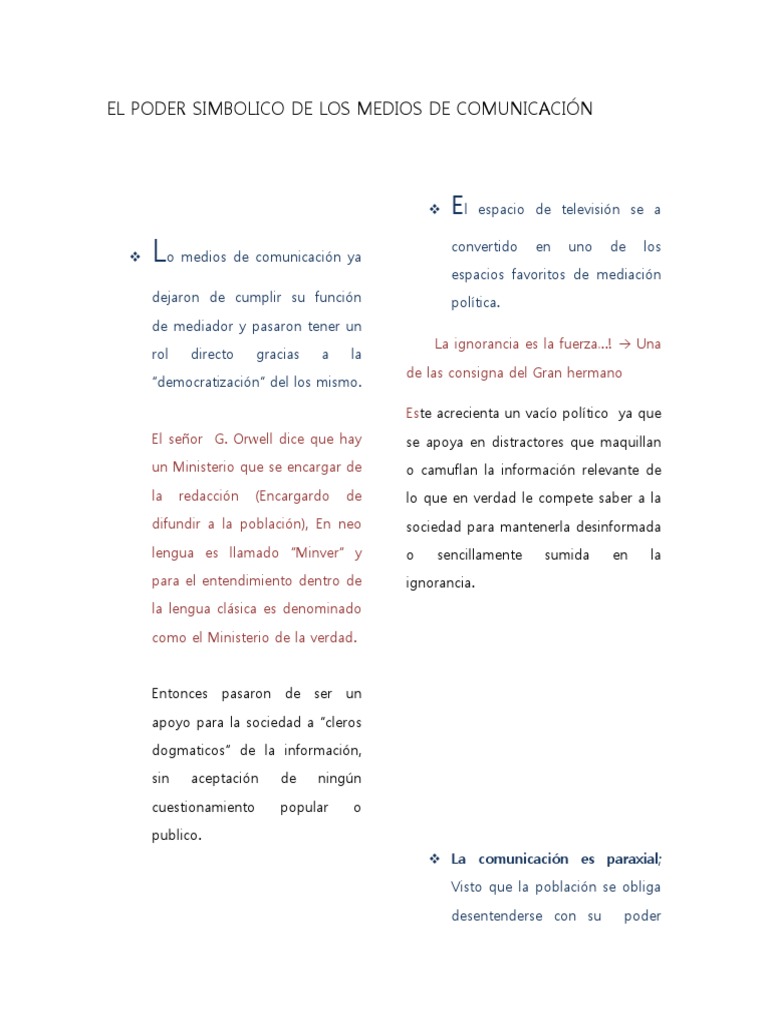 El Poder Simbolico de Los Medios de Comunicación | PDF | Libertad | Imagen