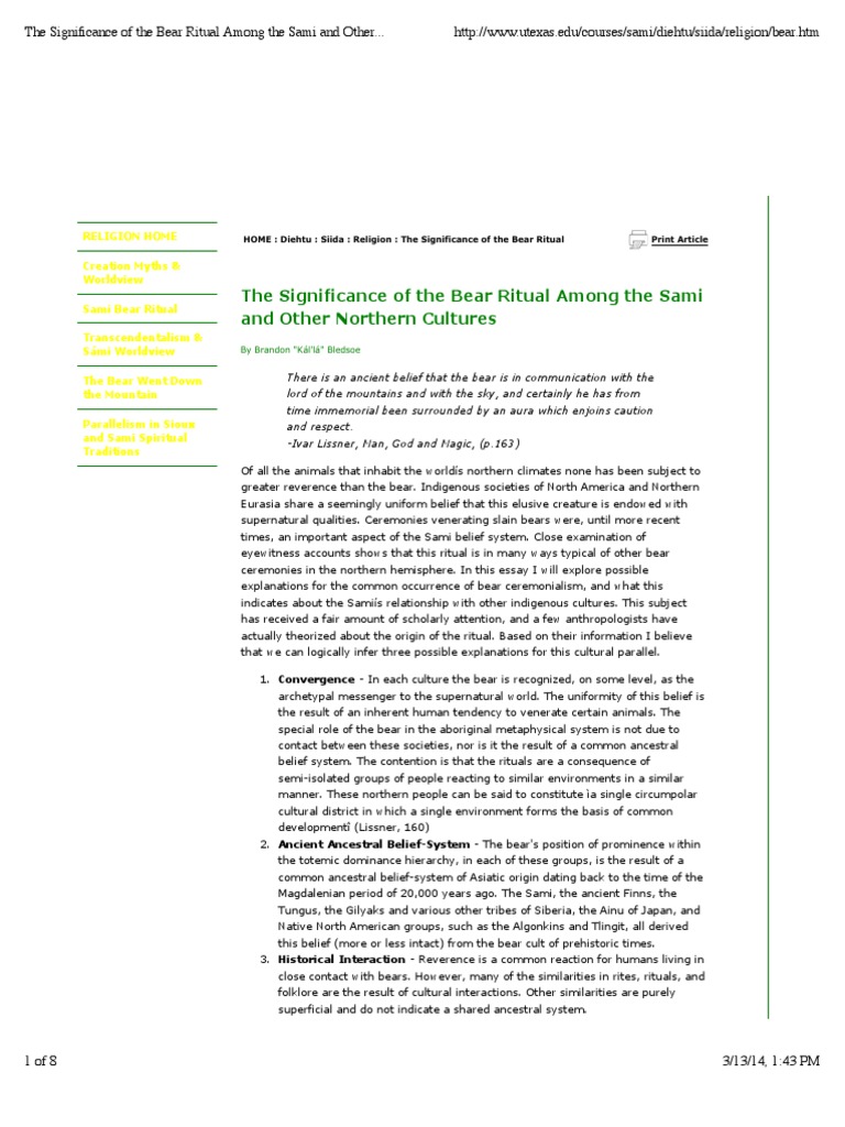 The Significance of The Bear Ritual Among The Sami and Other Northern ...