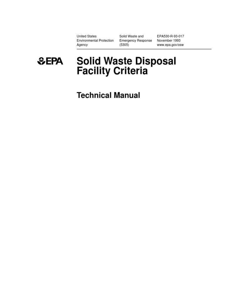 Solid Waste Disposal Facility Criteria: Technical Manual | PDF | United ...