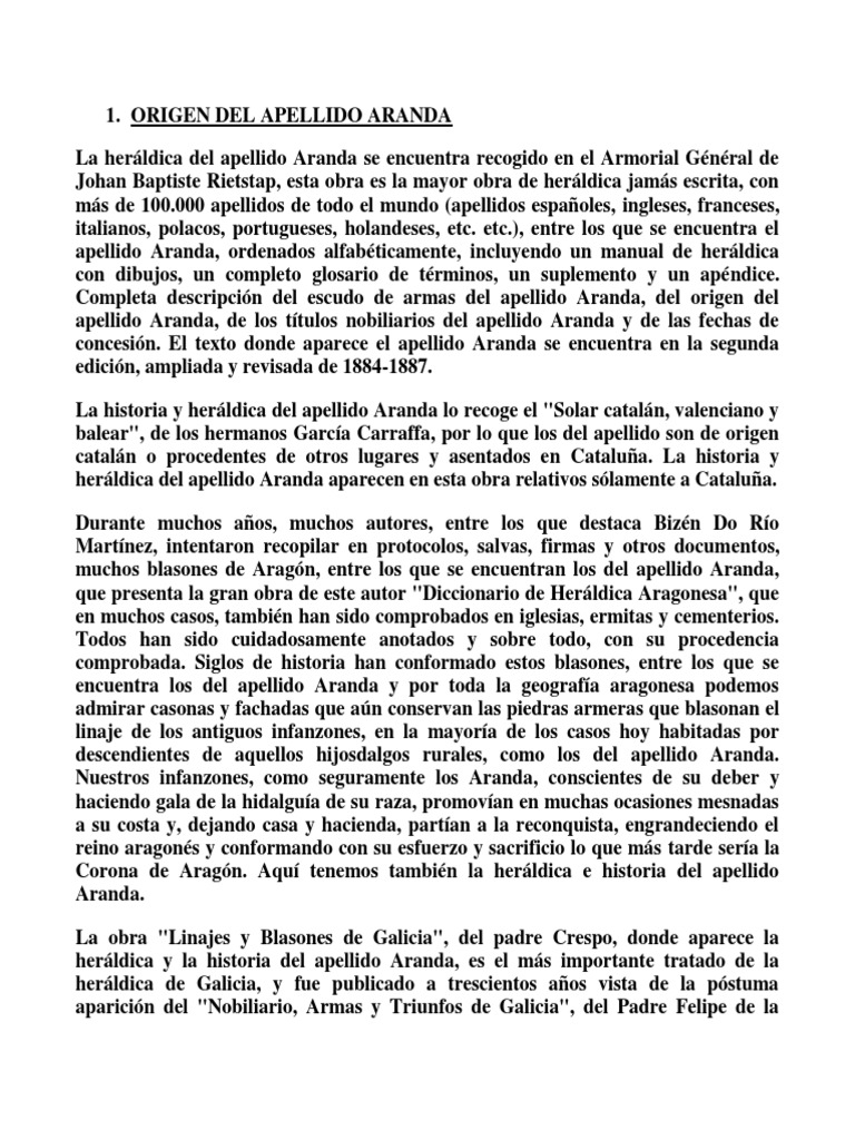 La Heráldica Del Apellido Aranda Se Encuentra Recogido en El Armorial ...