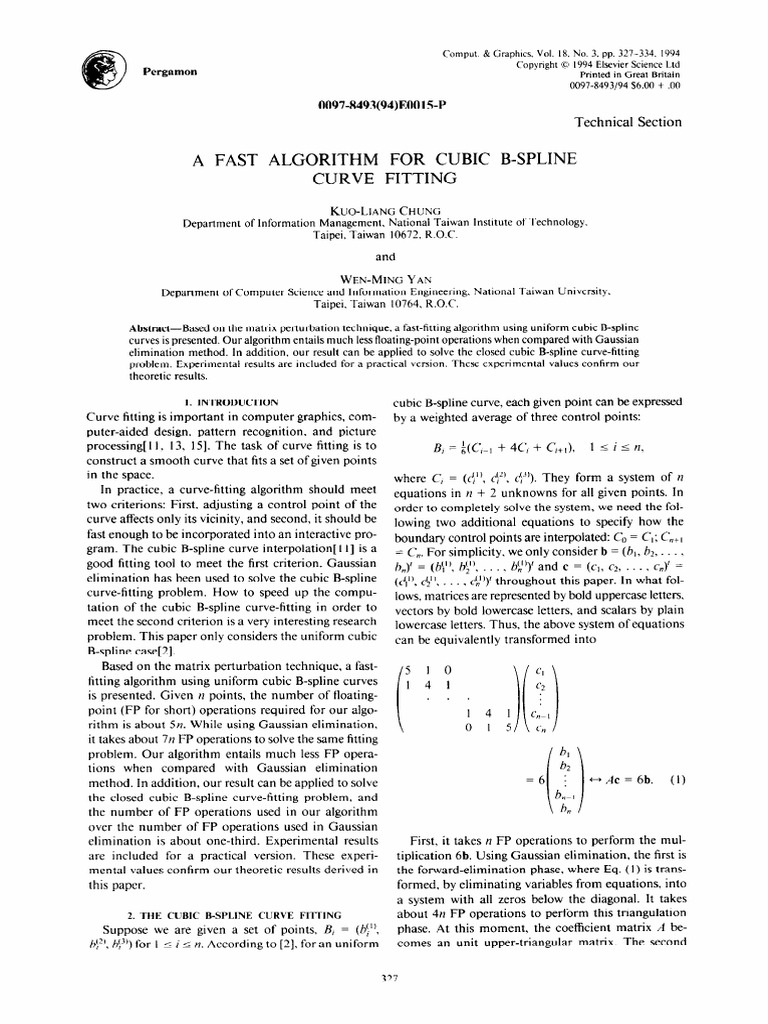 A Fast Algorithm For Cubic B-Spline Curve Fitting | PDF | Matrix ... A Fast Algorithm For Cubic B-Spline Curve Fitting | PDF | Matrix ...