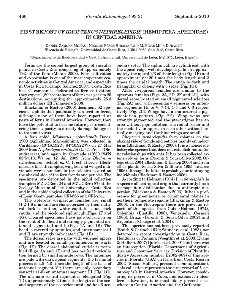 Florida Entomol. 2010 | PDF | Anatomical Terms Of Location | Insects